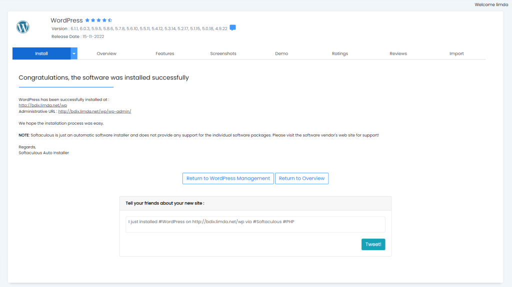 How To Install Wordpress Using Softaculous In Cpanel Knowledge Base Limda Host