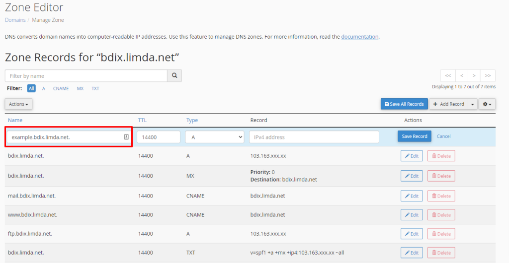 How To Add A Dns Record Using Zone Editor In Cpanel Knowledge Base Limda Host