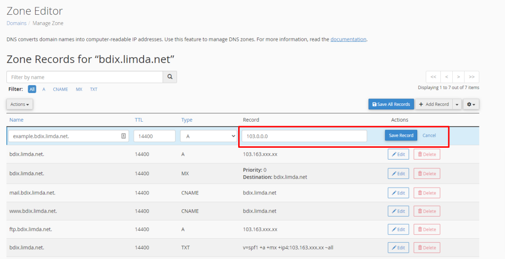 How To Add A Dns Record Using Zone Editor In Cpanel Knowledge Base Limda Host